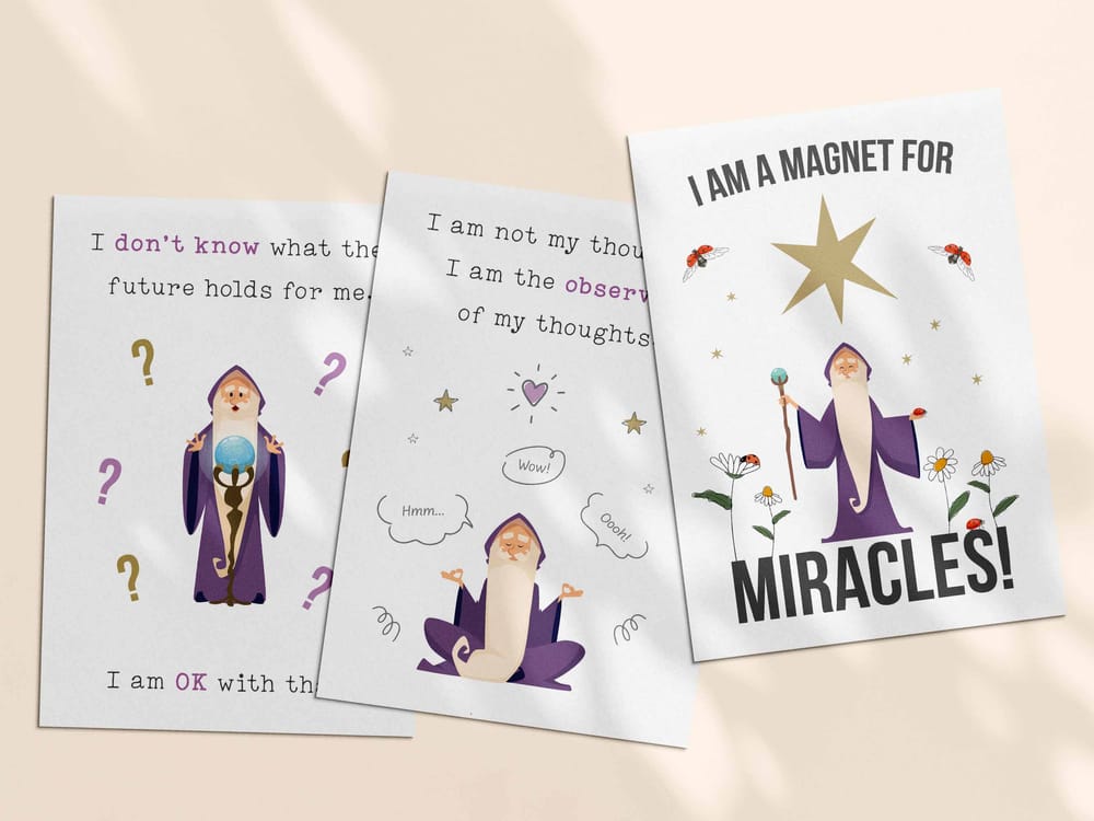Printable positive affirmation cards for anxiety and stress.
