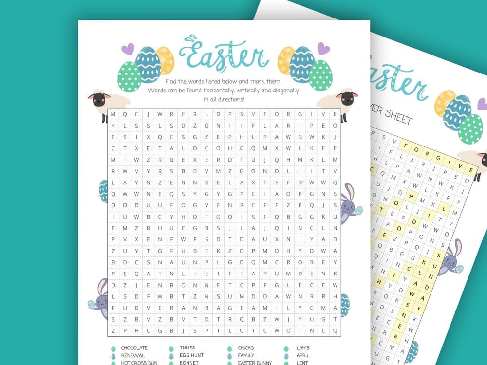 Printable word search for kids: Easter.