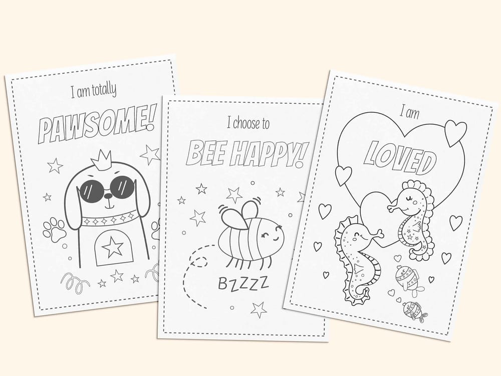 FREE positive affirmation coloring pages for kids.