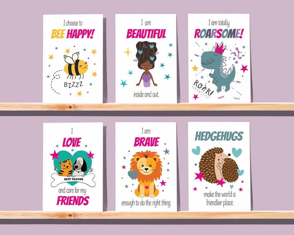 32 printable kids positive affirmation cards, lunch cards