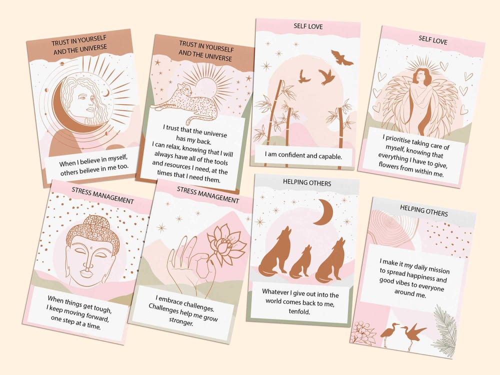 80 boho style printable positive affirmation cards