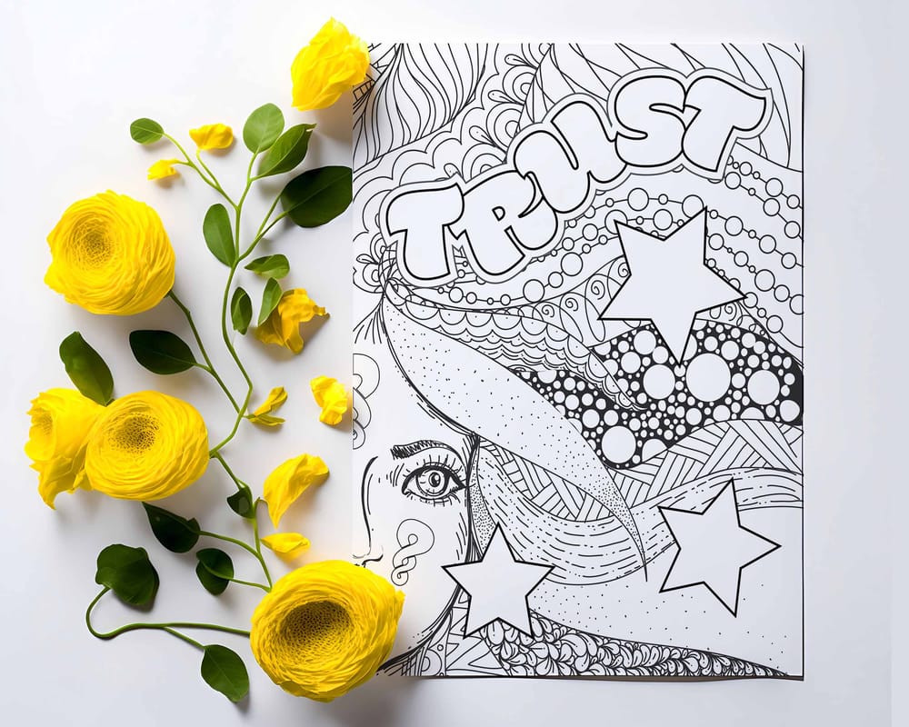 Spiritual coloring page for adults: "Trust"