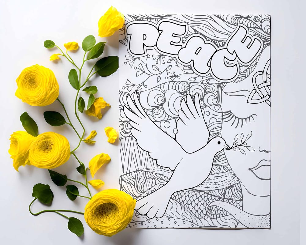 FREE spiritual coloring page for adults: "Peace"