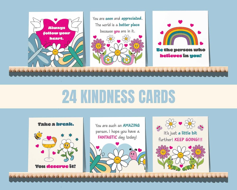 Kindness note cards with words of encouragement.