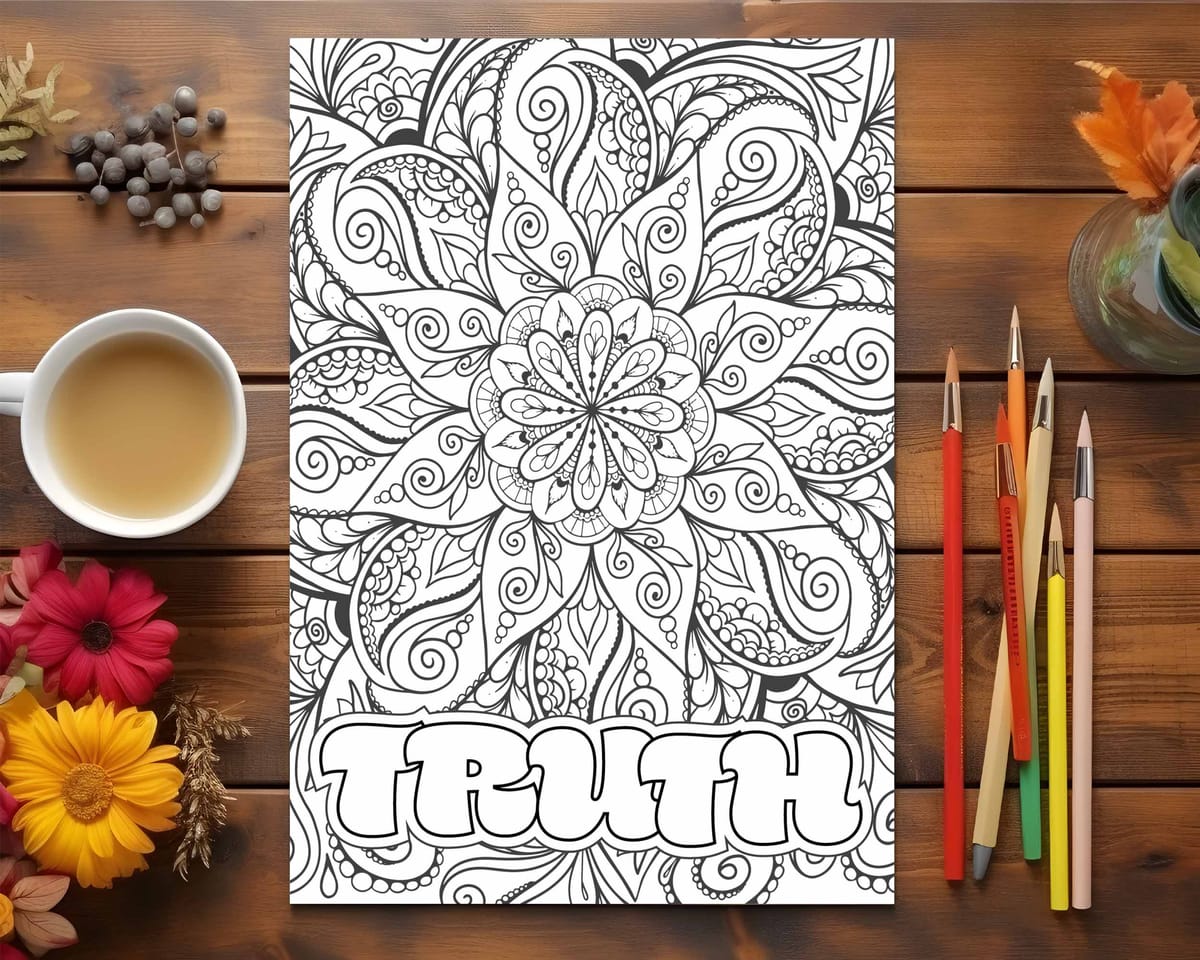 Spiritual coloring page for adults: "Truth"