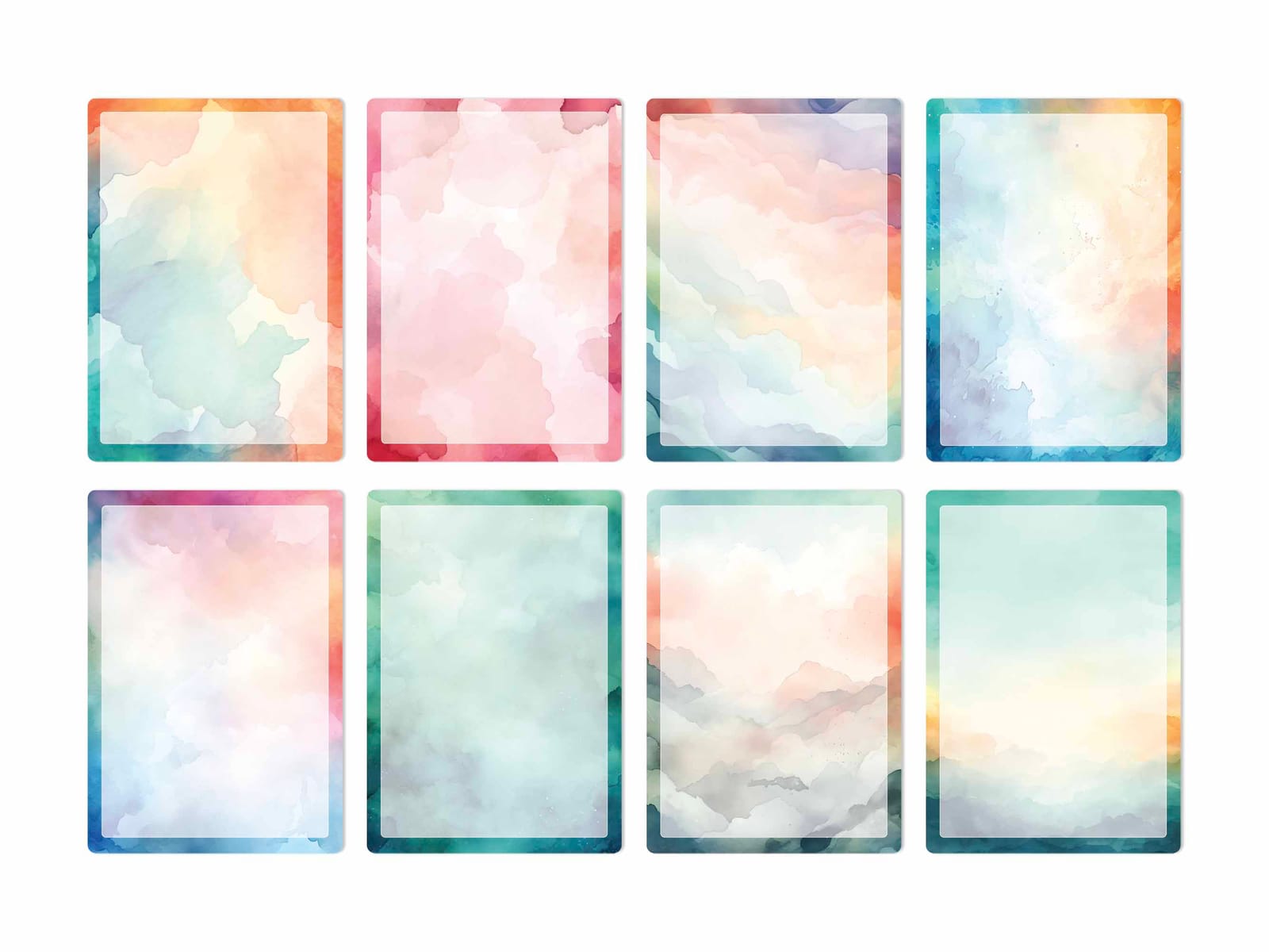 16 FREE watercolor blank printable affirmation cards.