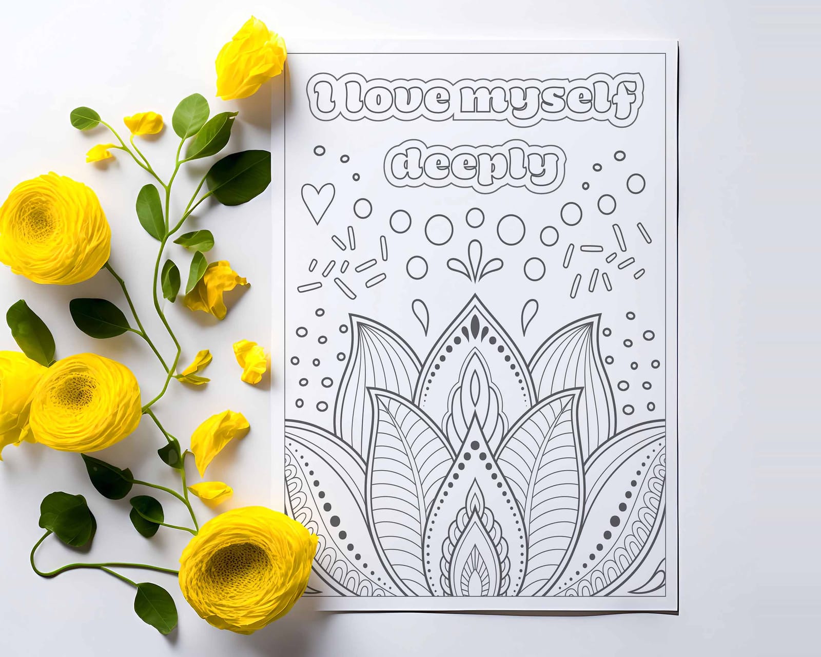 Mental health coloring page for anxiety relief