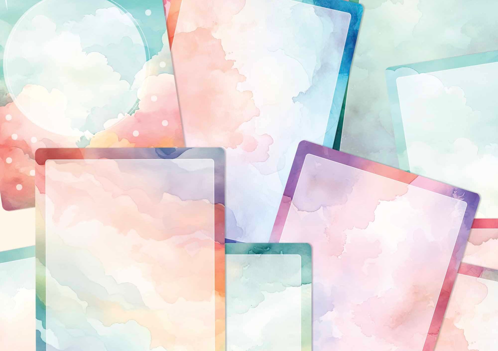 16 FREE watercolor blank printable affirmation cards.