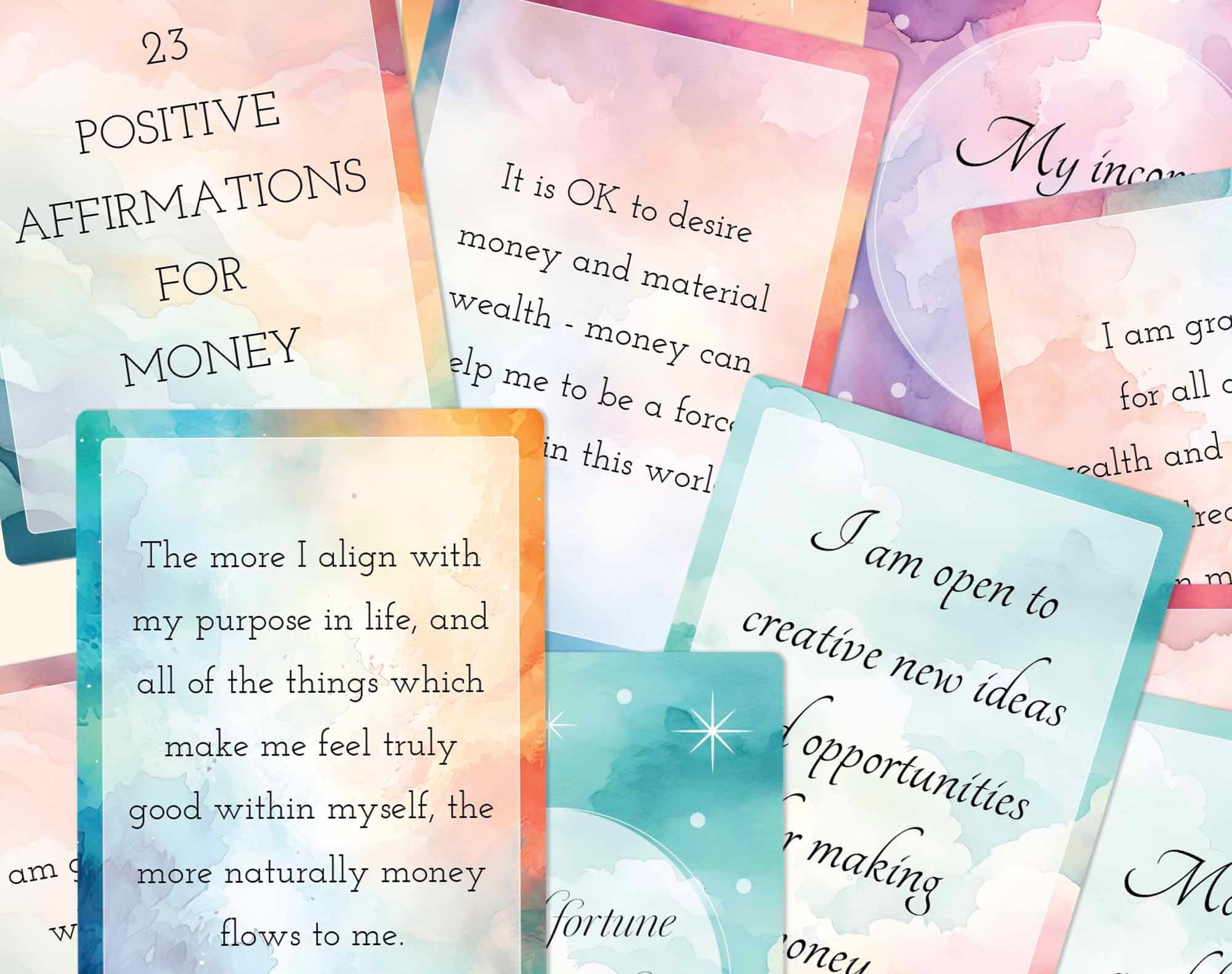 23 printable money affirmation cards to manifest abundance..