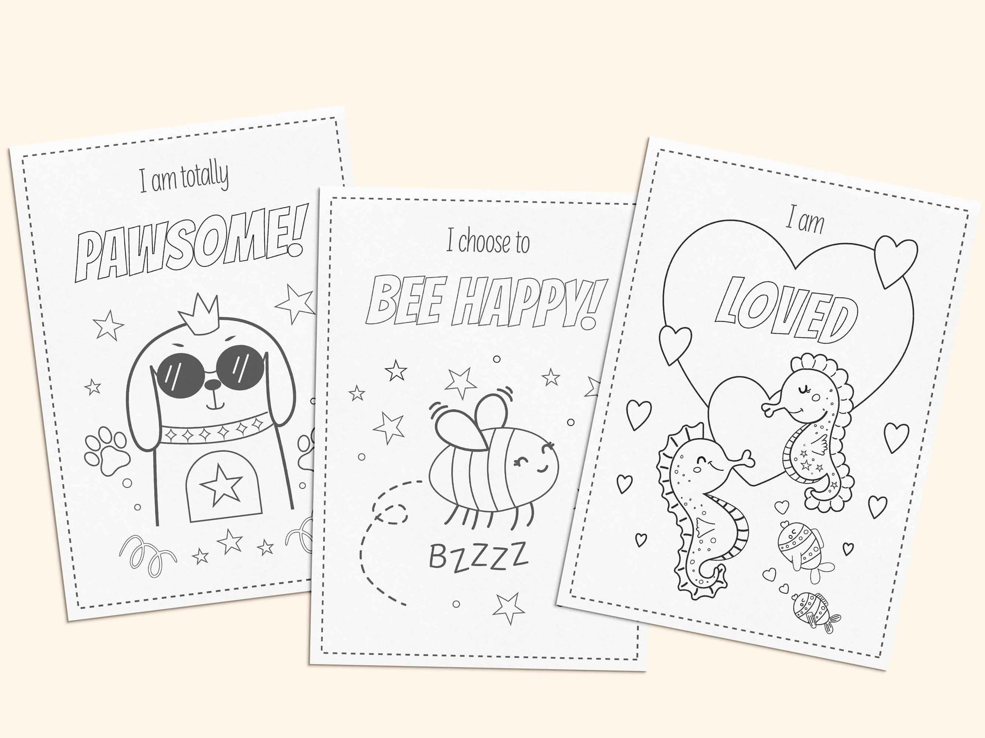 FREE positive affirmation coloring pages for kids.