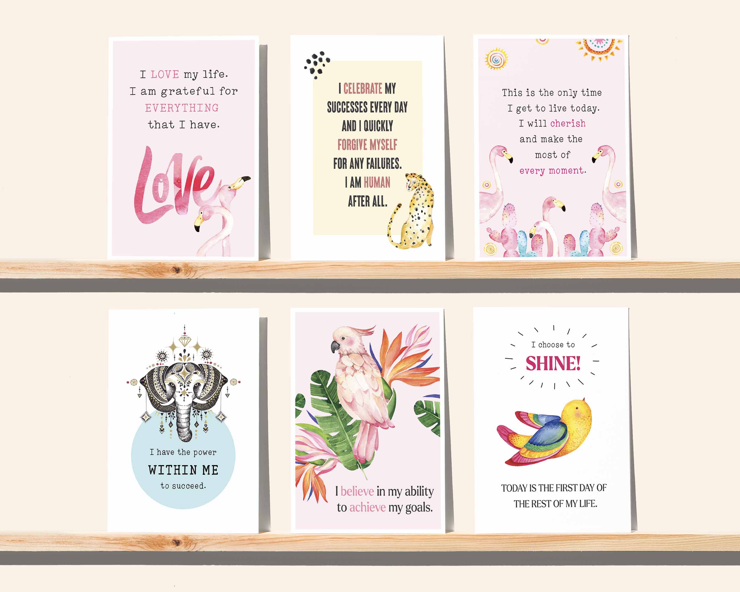 Printable positive morning affirmation cards to start the day.