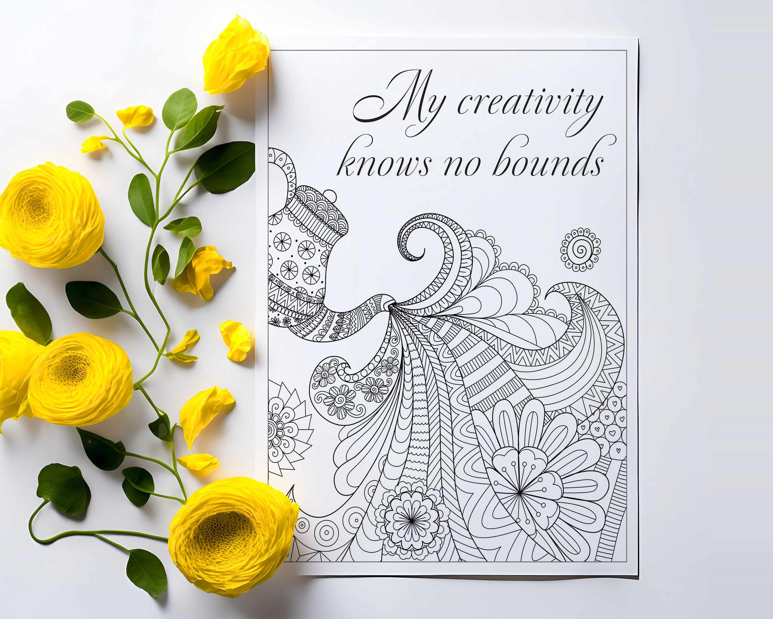 Free positive affirmation coloring page for mental health.