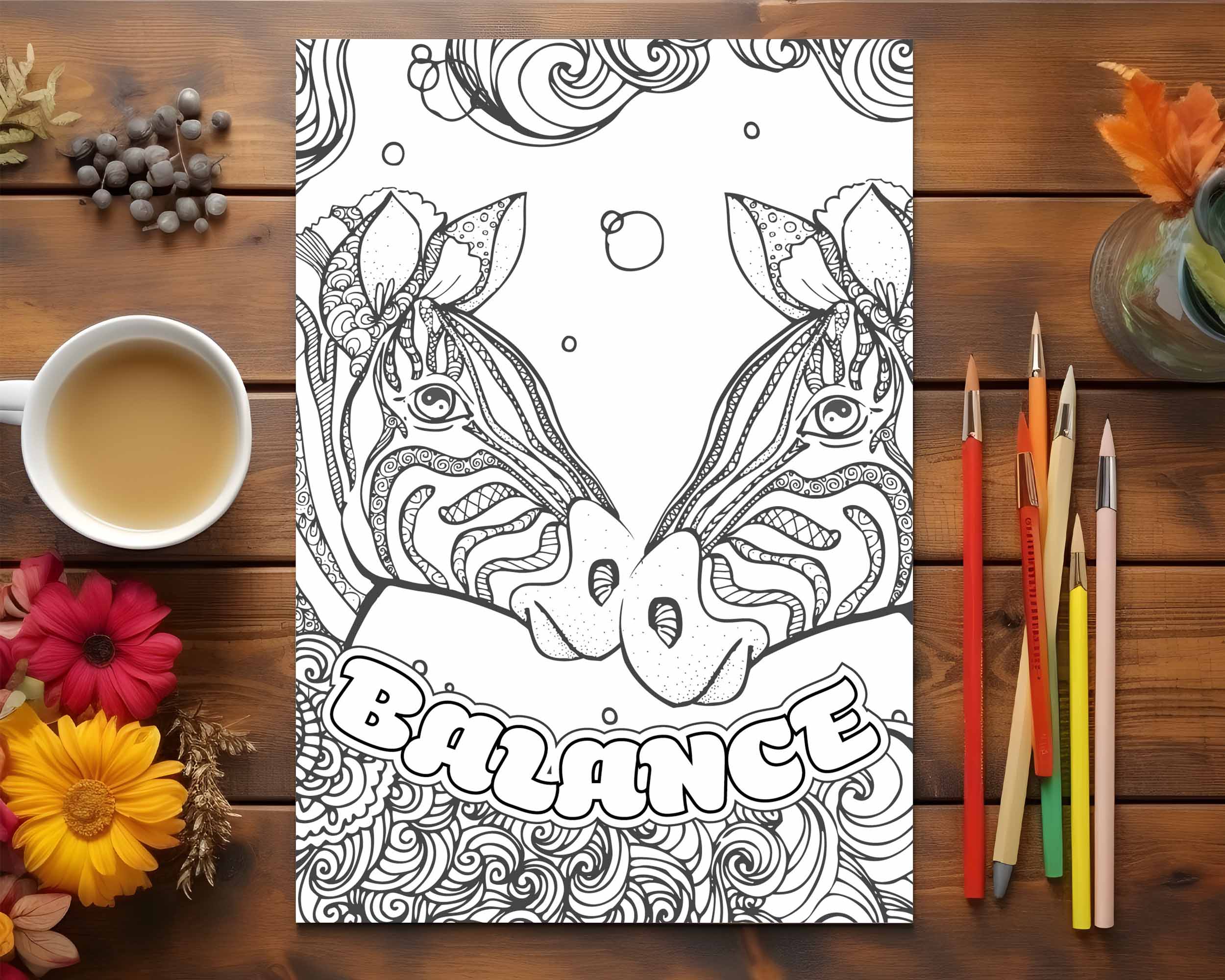 Spiritual coloring page for adults: "Balance"