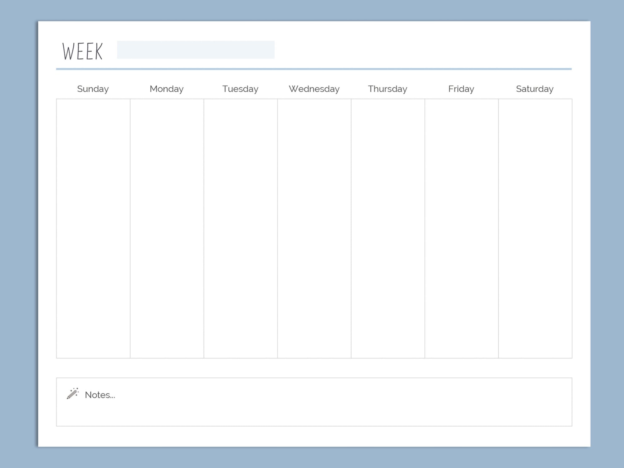 FREE printable weekly planner. Sunday start.