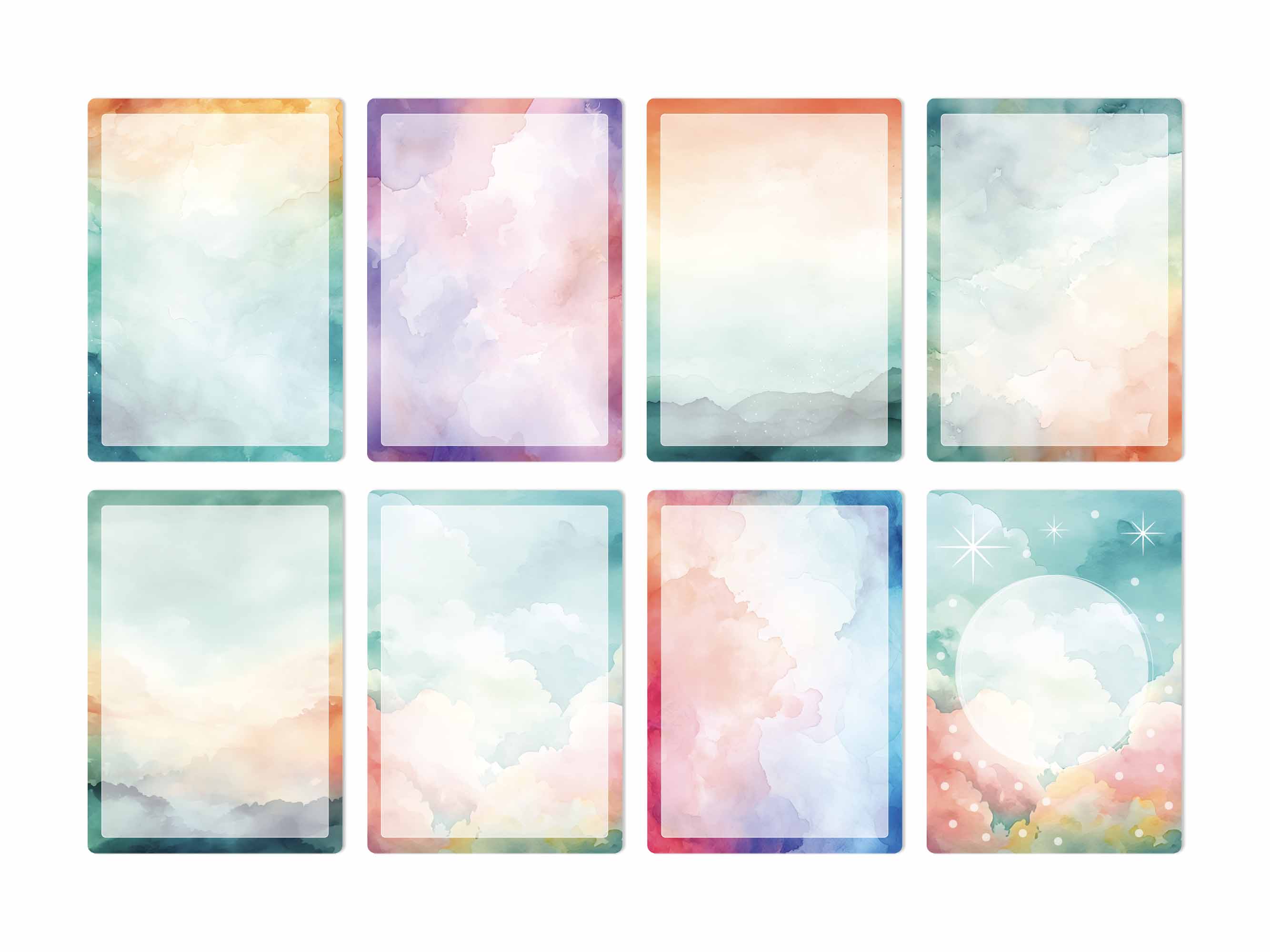 16 FREE watercolor blank printable affirmation cards.
