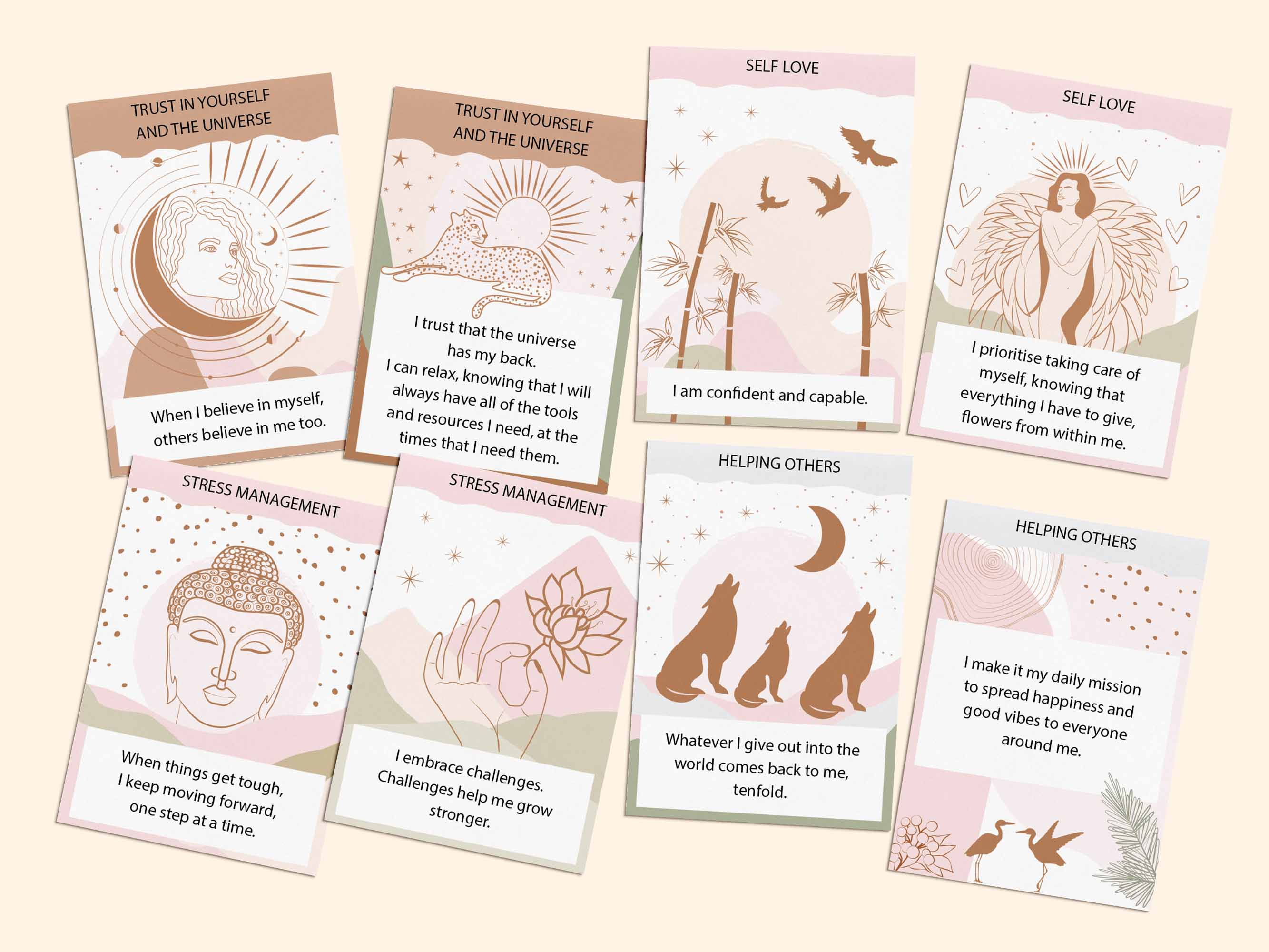 80 boho style printable positive affirmation cards