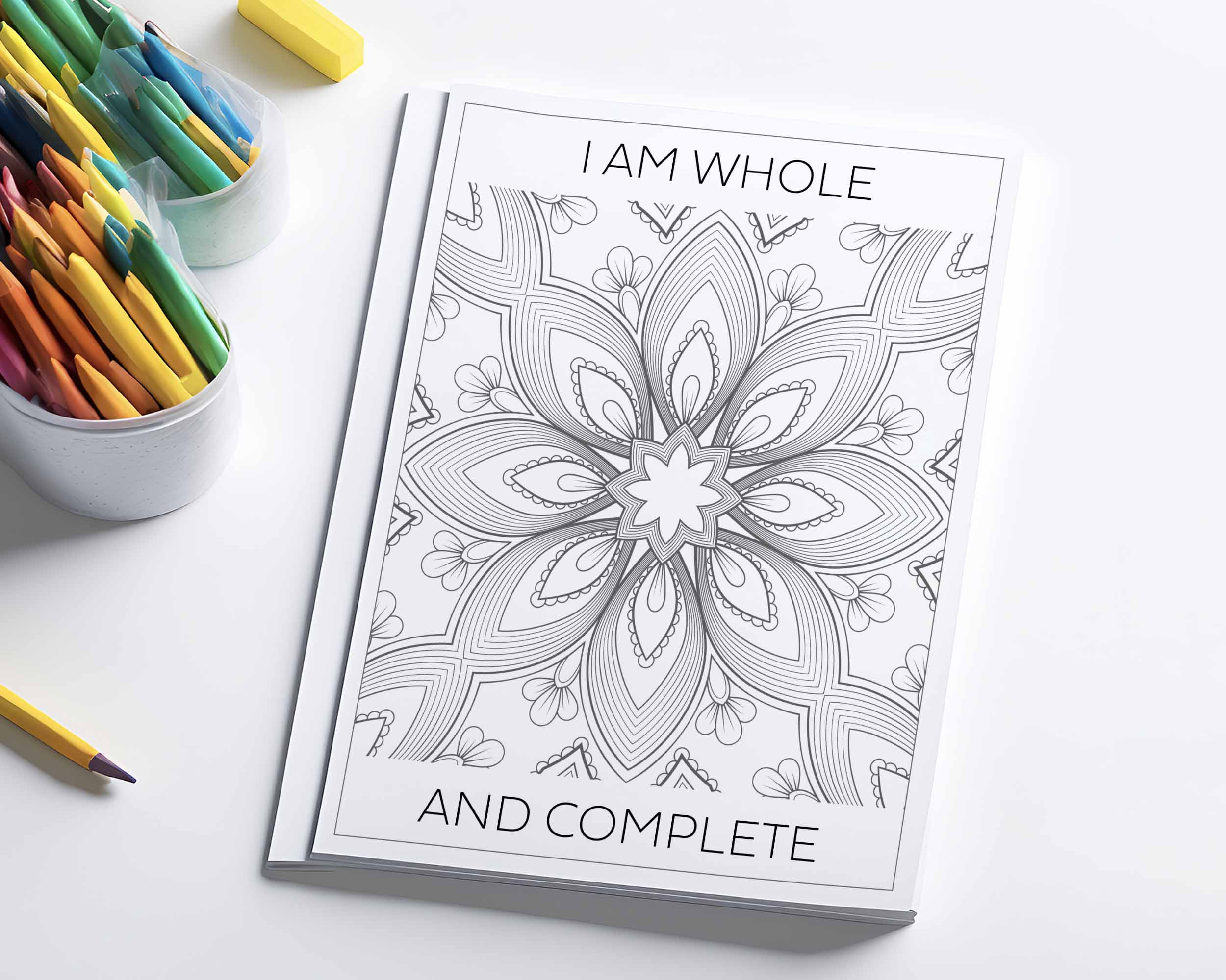 Mental health coloring page for anxiety relief