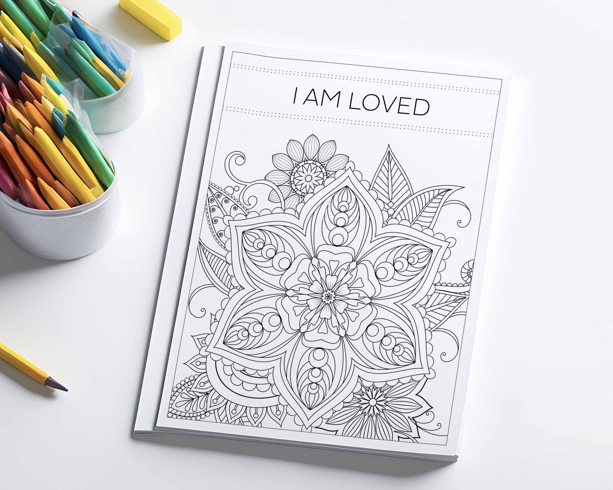 Mental health flower coloring page for anxiety relief