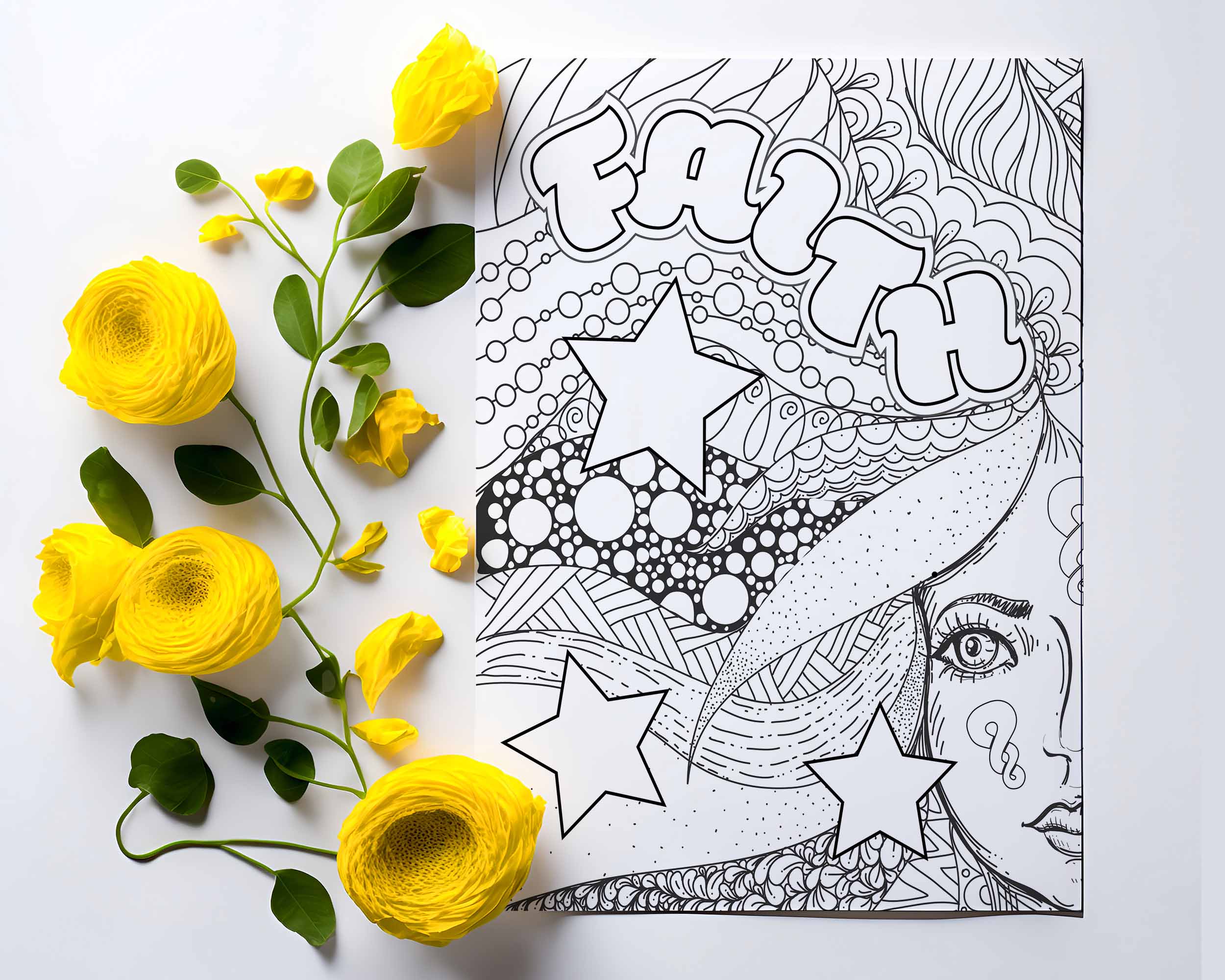 Spiritual coloring page for adults: "Faith"