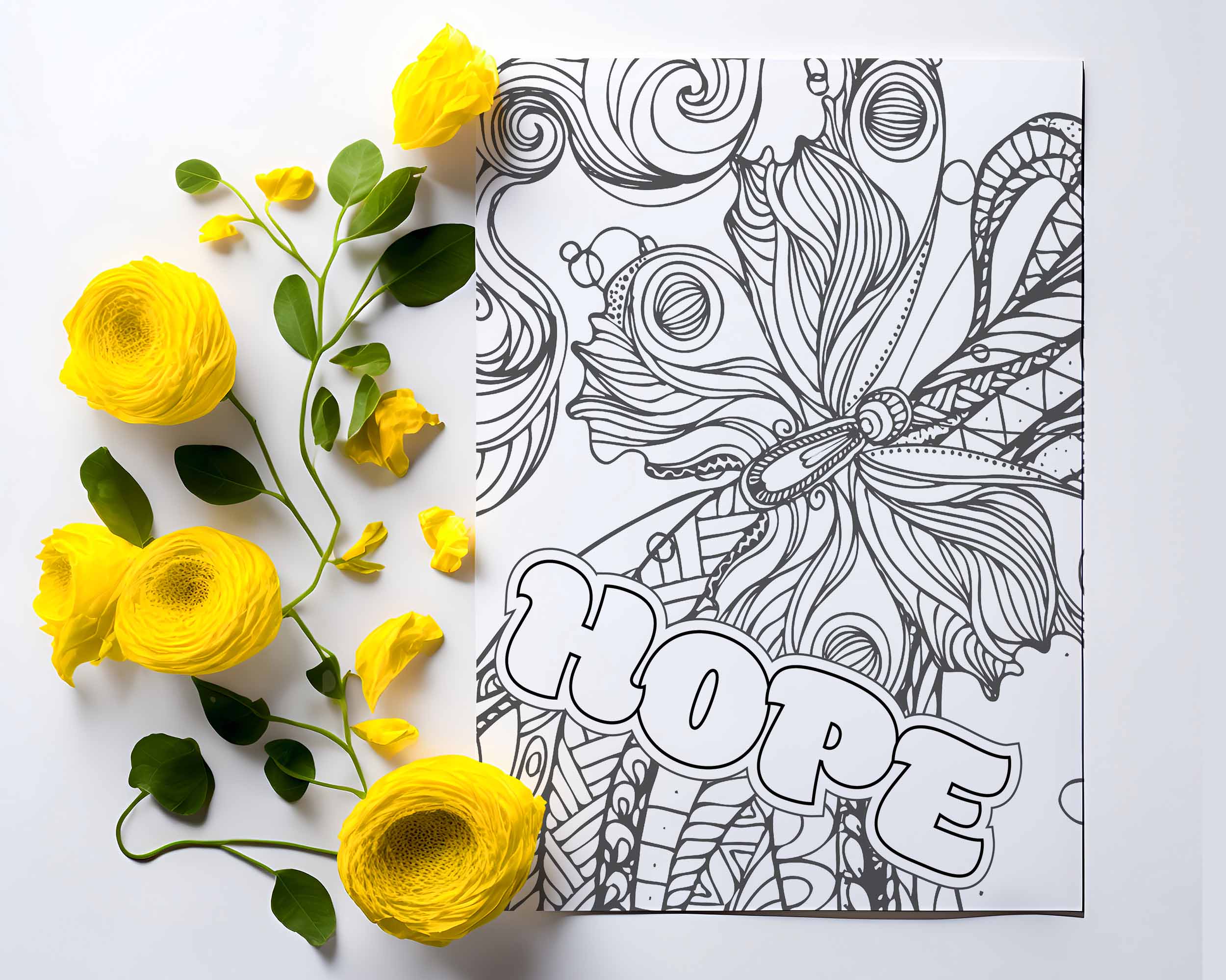 Spiritual coloring page for adults: "Hope"