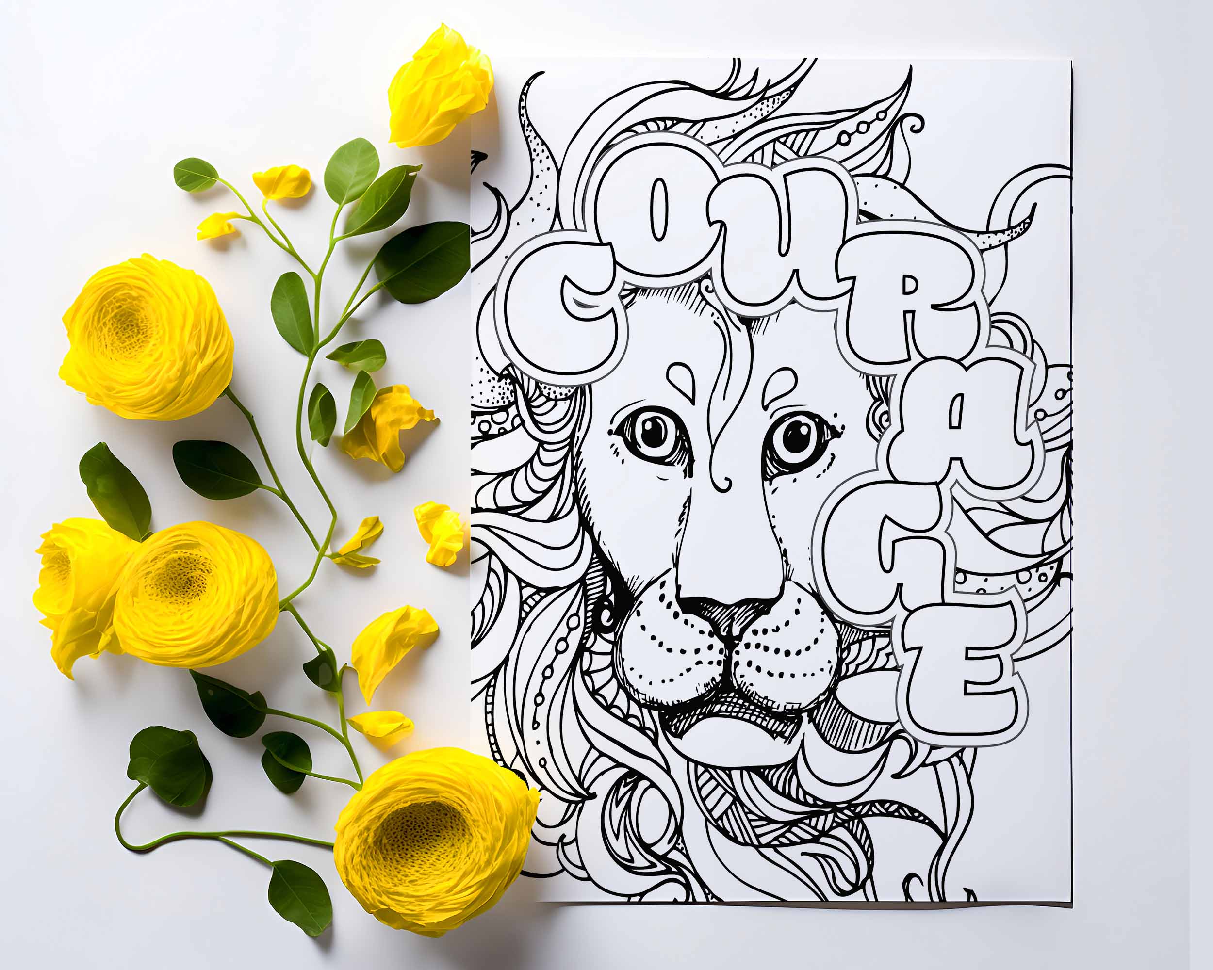 Spiritual coloring page for adults: "Courage"