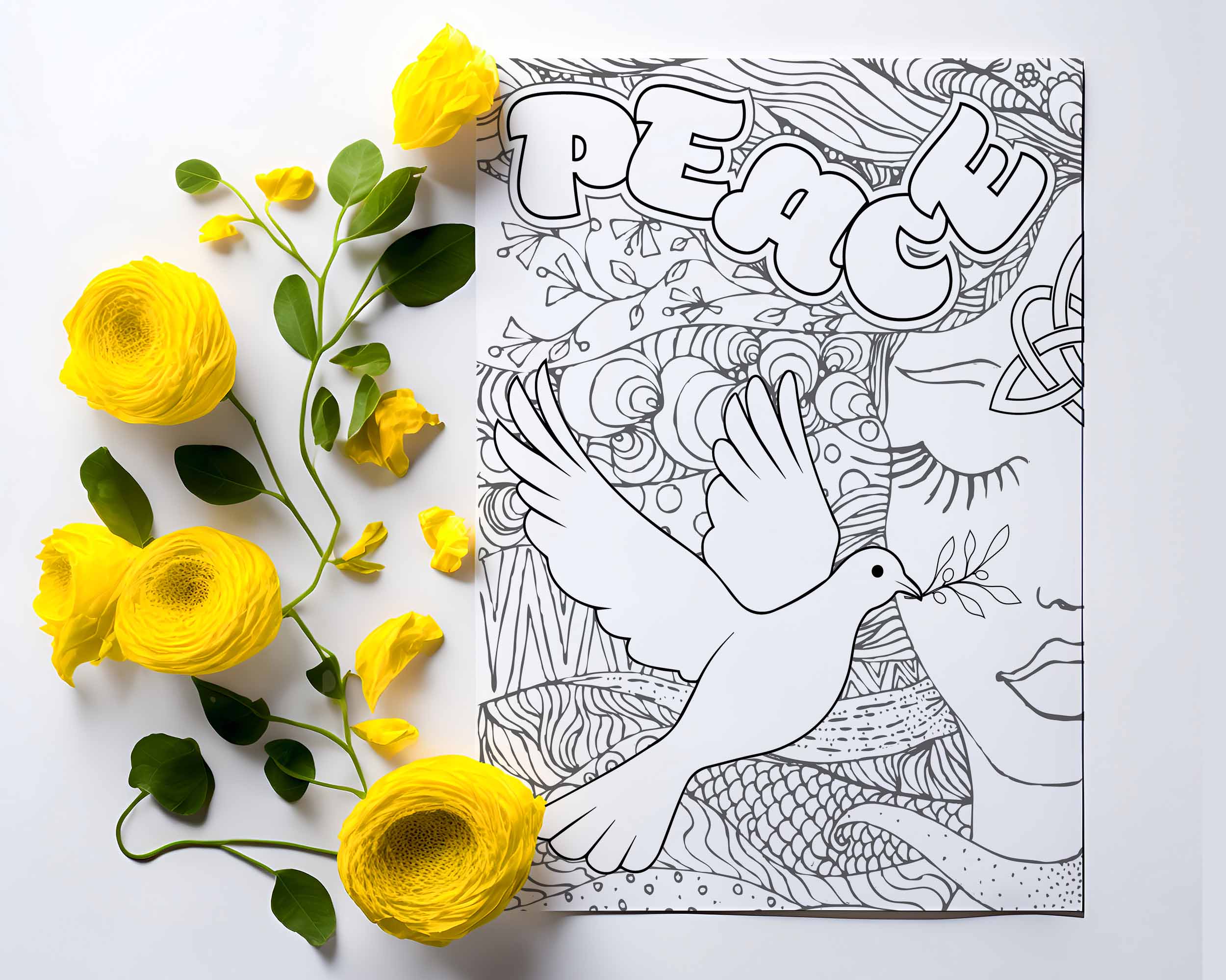 FREE spiritual coloring page for adults: "Peace"