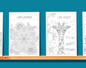 Mental health coloring pages with positive affirmations.