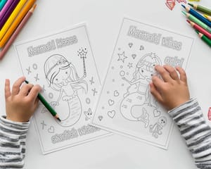 Printable mermaid coloring pages for kids.