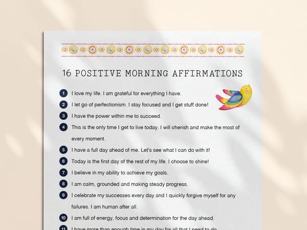 Printable positive morning affirmations list