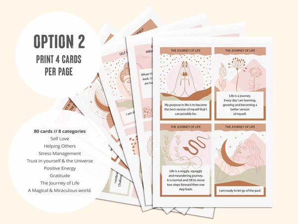 80 boho style printable positive affirmation cards