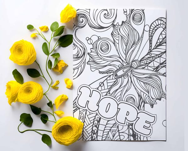 Spiritual coloring page for adults: "Hope"