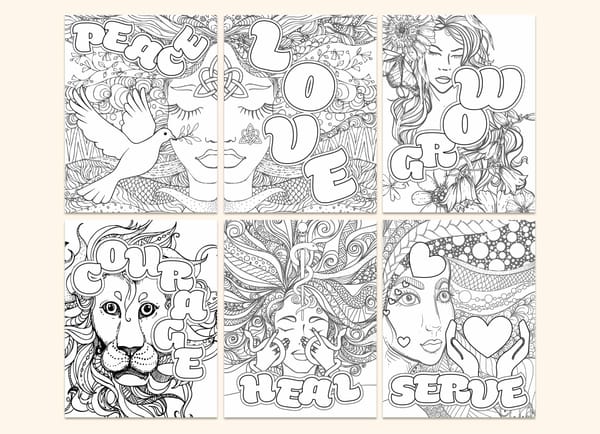 Spiritual coloring page for adults: "Courage"